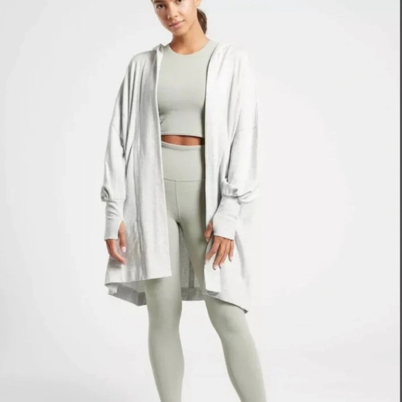 Athleta | Sweaters | Athleta Womens Large Gray Hooded Mantra Wrap ...